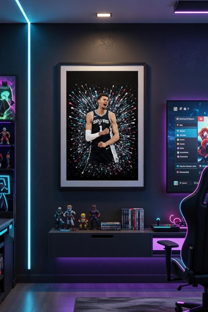 Victor Wembanyama Slime Splat Art Print | Dynamic Basketball Player ...
