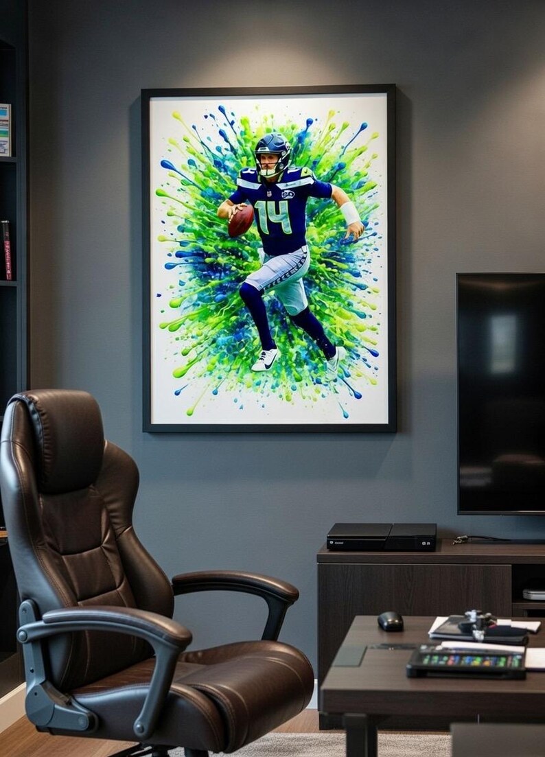 Sam Darnold Seahawks Poster, Neon Slime Splash Art (digital Download ...