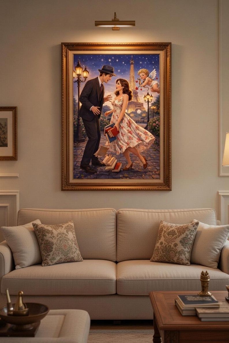 Eiffel Tower Romance Art Print – Paris Love Story, Valentine's Day ...