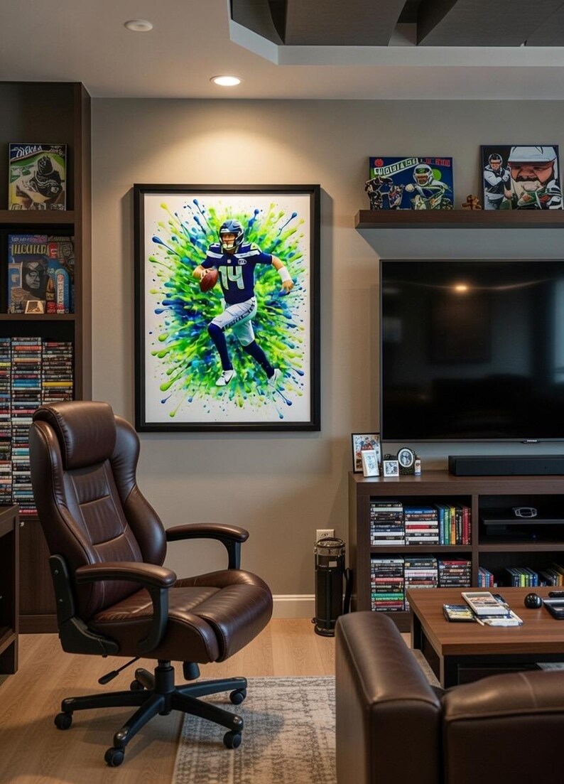 Sam Darnold Seahawks Poster, Neon Slime Splash Art (digital Download ...