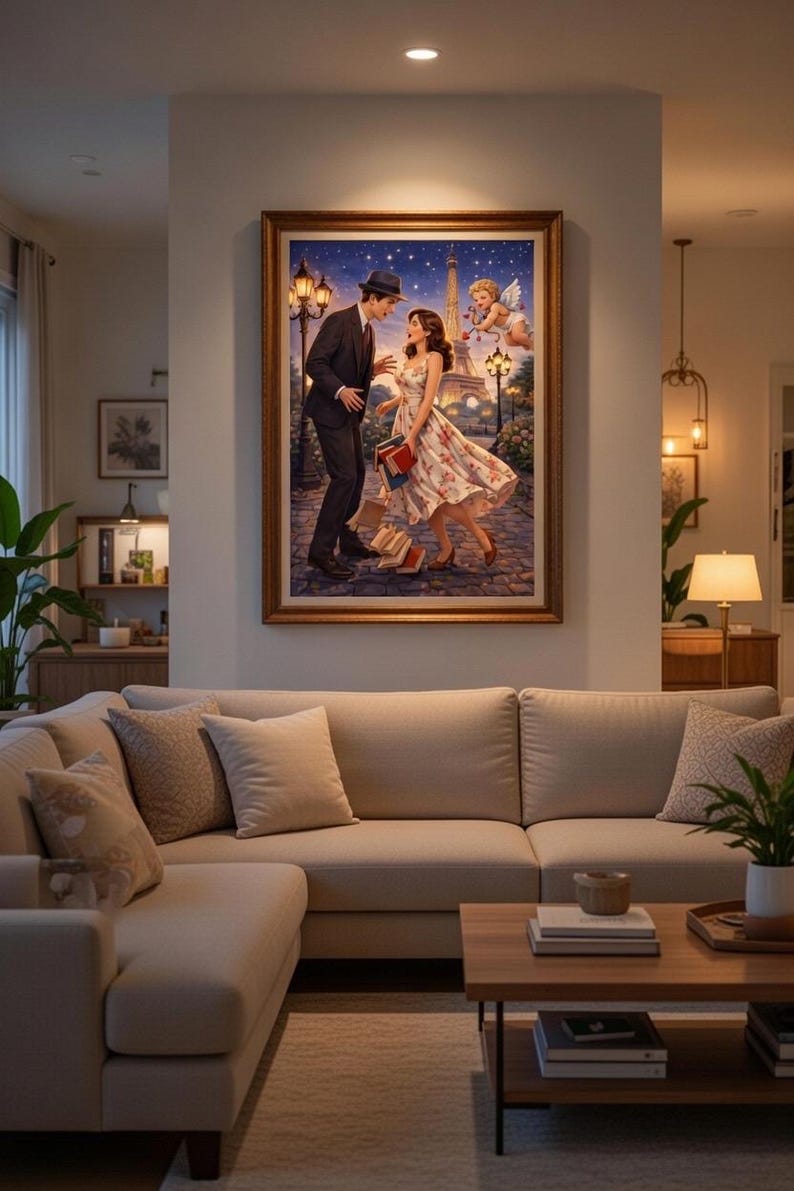 Eiffel Tower Romance Art Print – Paris Love Story, Valentine's Day ...