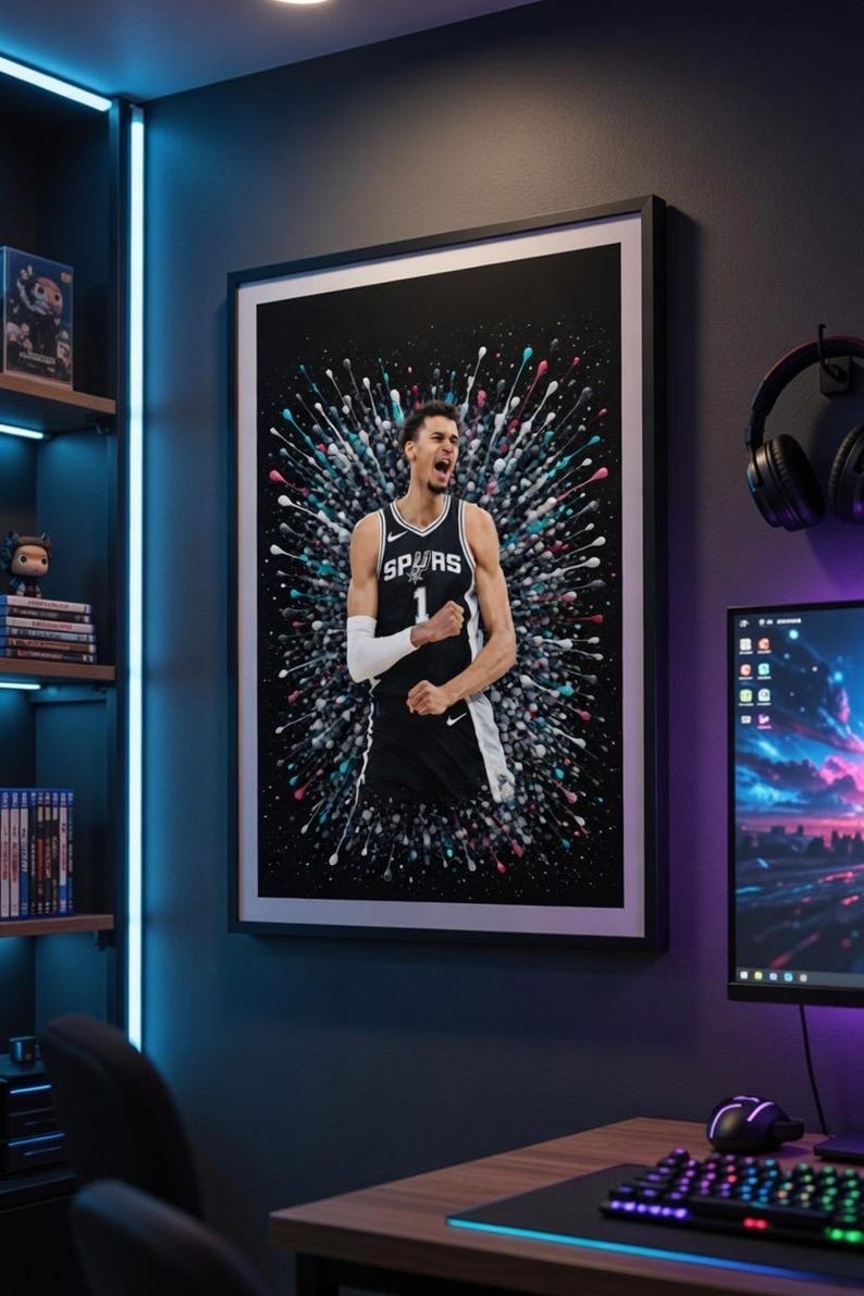 Victor Wembanyama Slime Splat Art Print | Dynamic Basketball Player ...