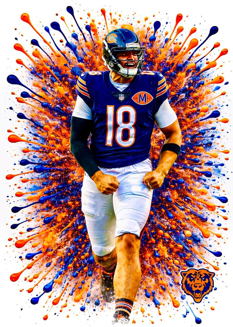 Caleb Williams Chicago Bears Art Print | NFL Quarterback Poster ...