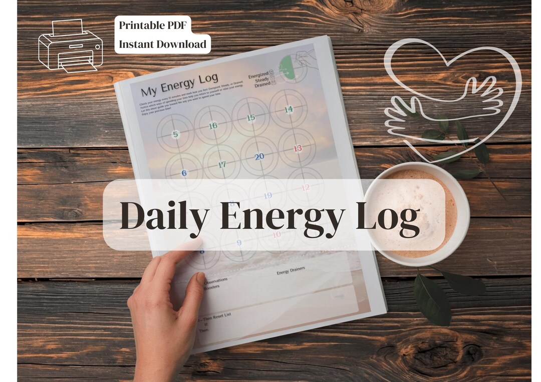 Daily Energy Tracker | Printable Energy Log Worksheet - Etsy