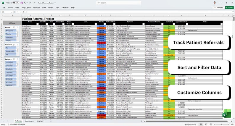 Patient Referral Tracker | Excel Spreadsheet - Etsy