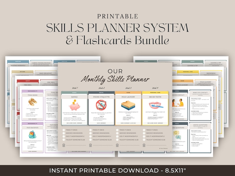 Printable Life Skills Planner for Kids | Weekly Tracker & Monthly ...
