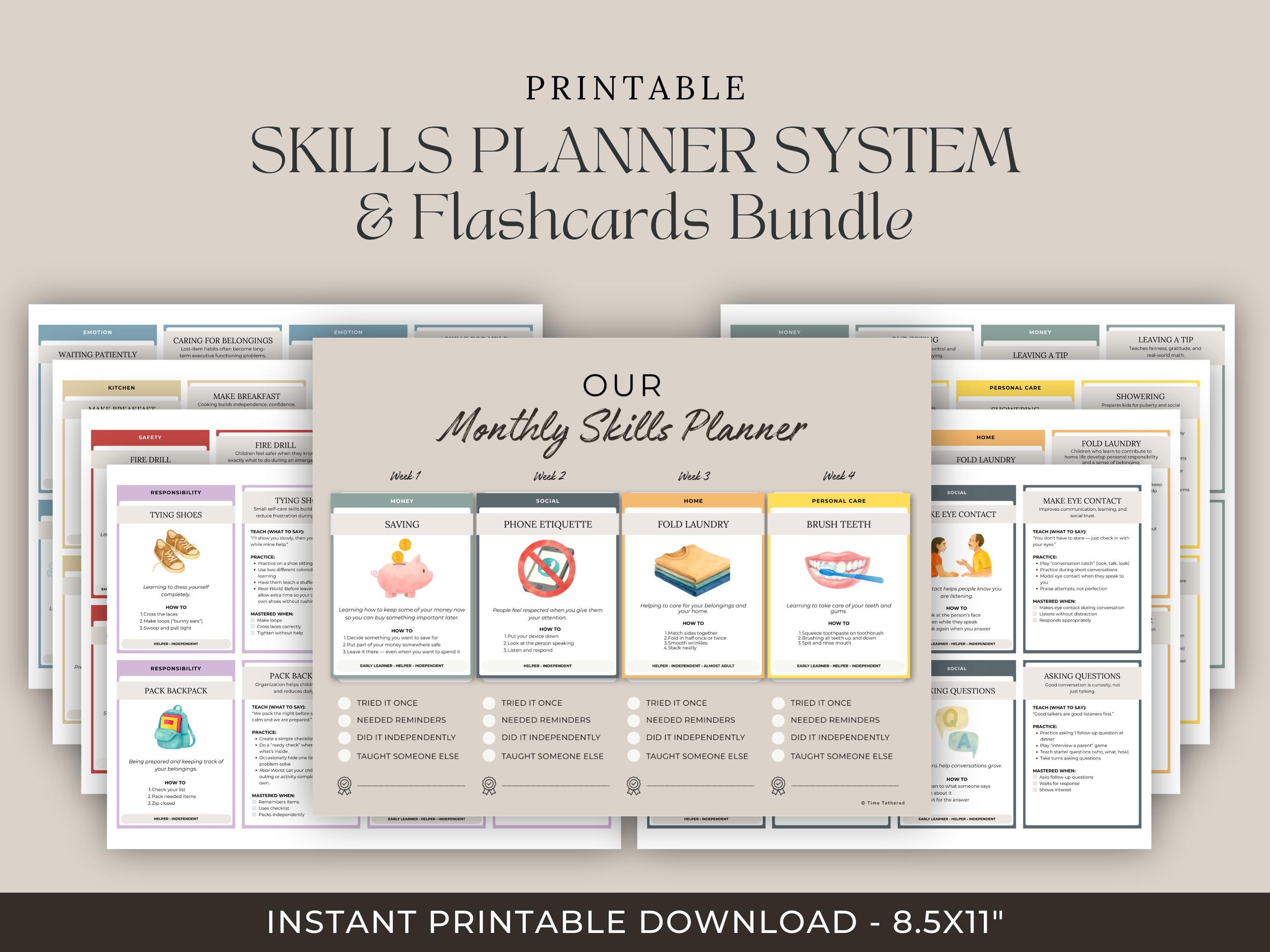 Printable Life Skills Planner for Kids | Weekly Tracker & Monthly ...