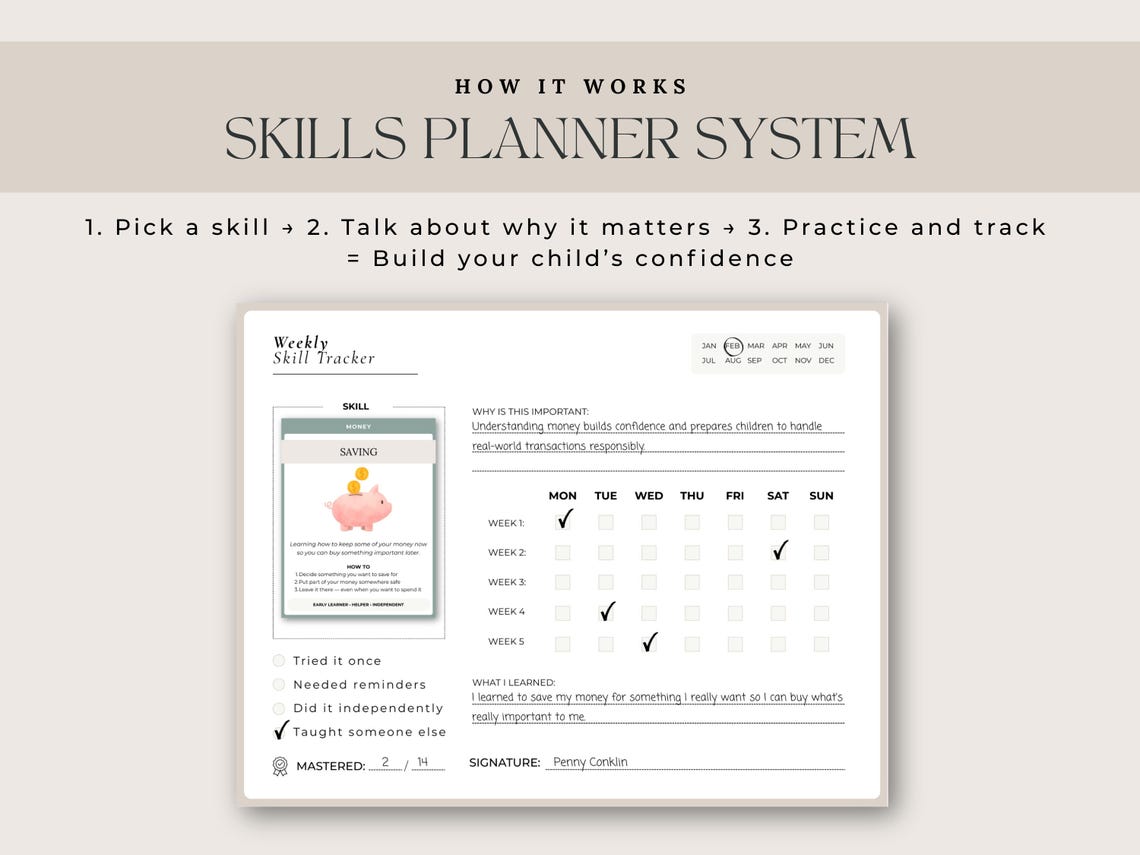 Printable Life Skills Planner for Kids | Weekly Tracker & Monthly ...