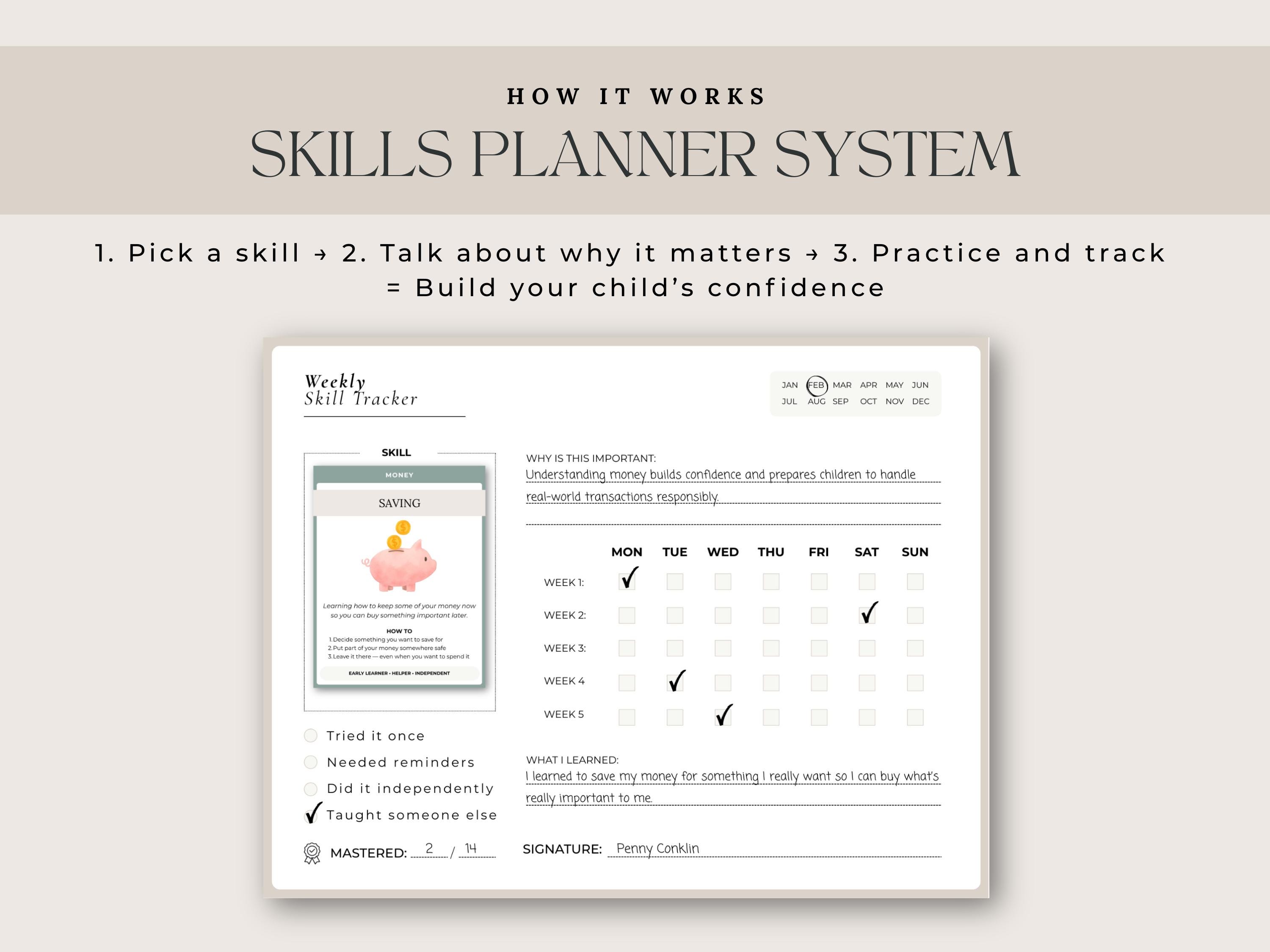 Printable Life Skills Planner for Kids | Weekly Tracker & Monthly ...