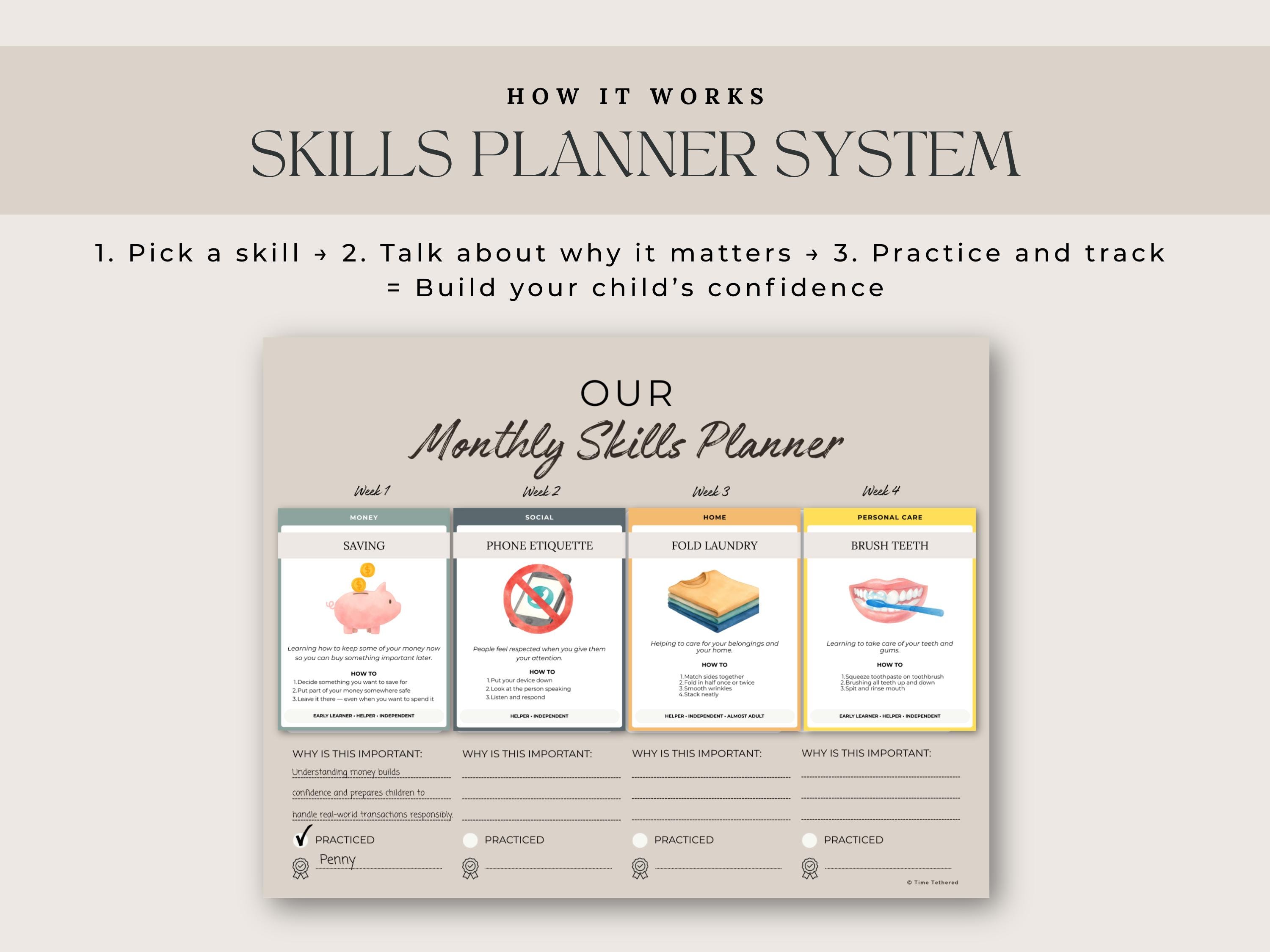 Printable Life Skills Planner for Kids | Weekly Tracker & Monthly ...