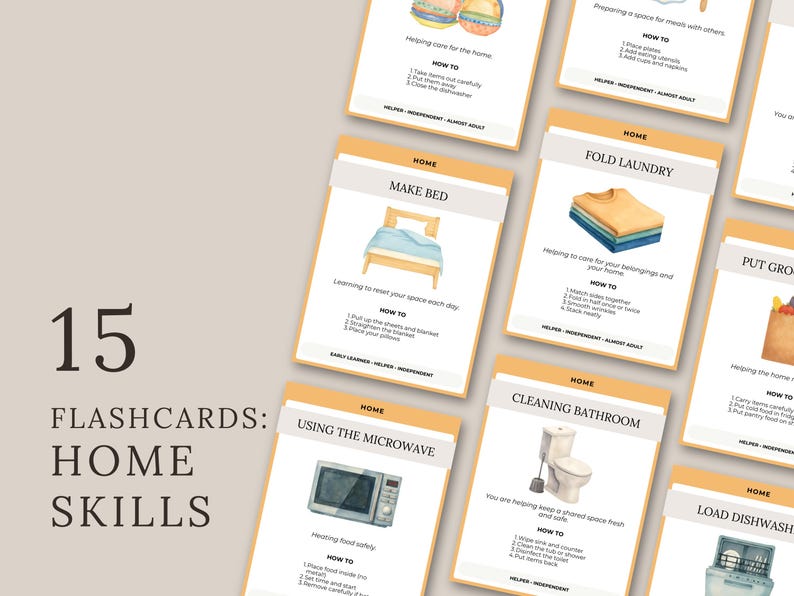 Home Skills Flashcards | Montessori Practical Life, Kids Chores (PDF ...