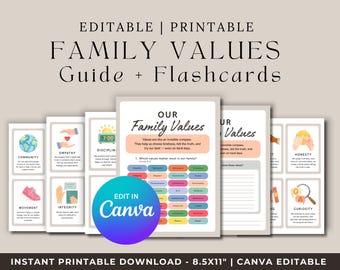 Printable & Editable Family Values Guide and Flashcards | Intentional ...