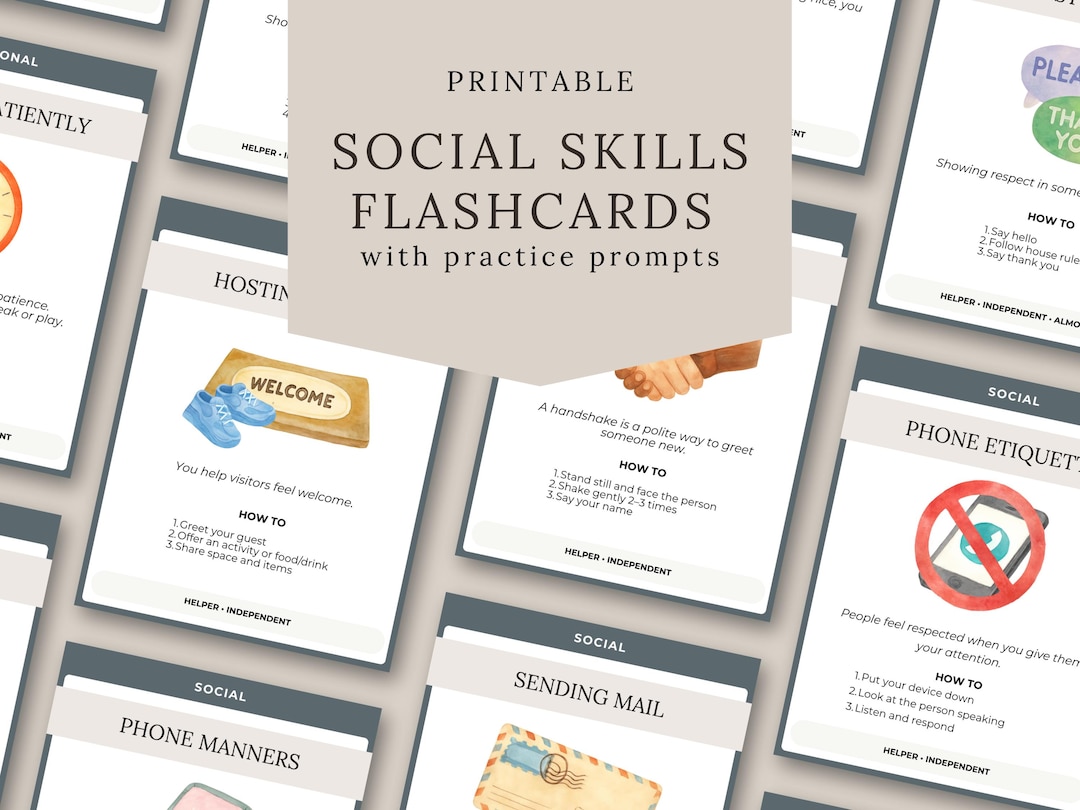 Social Skills Flashcards for Kids Printable | Conversation, Manners ...