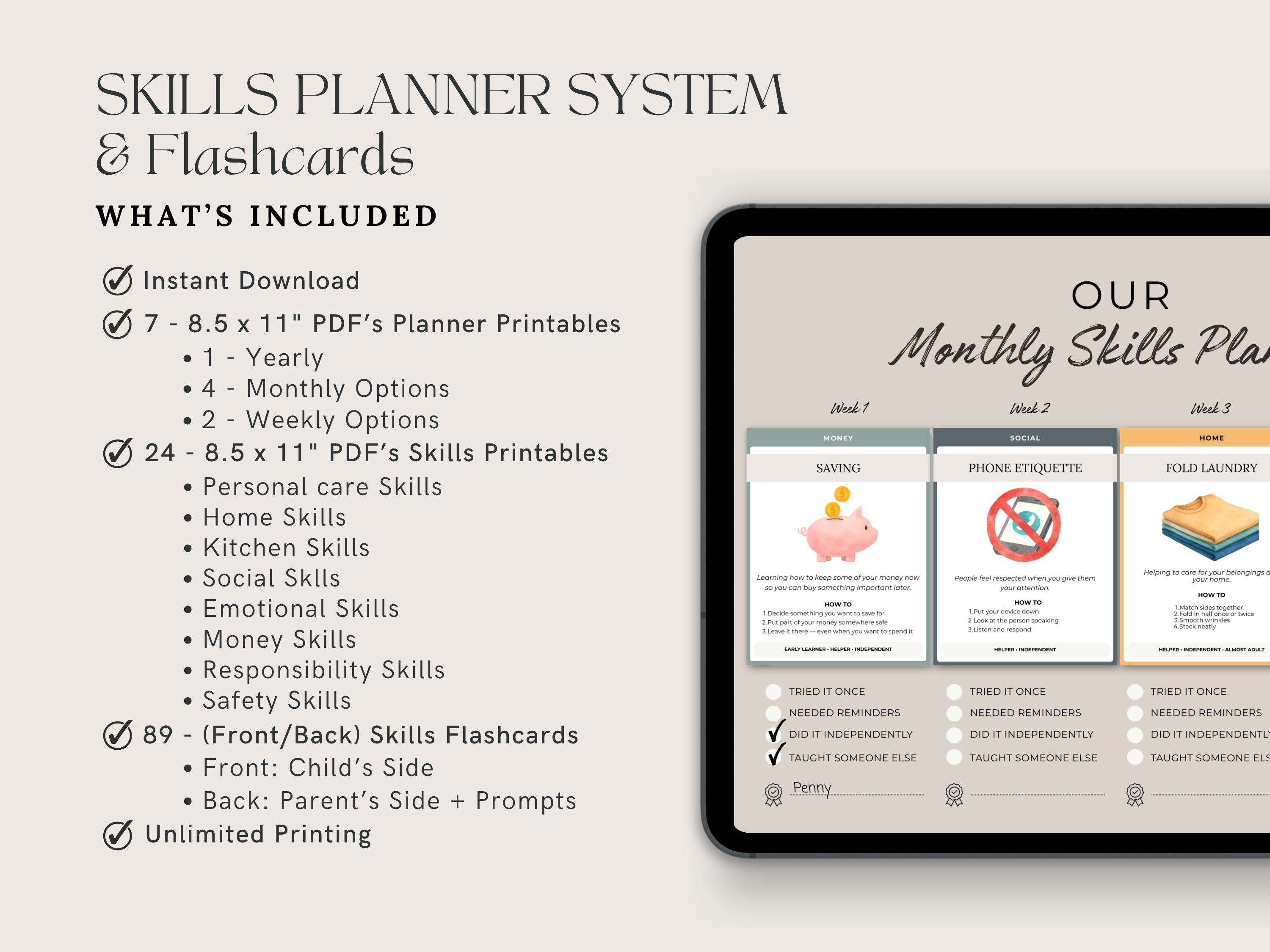 Printable Life Skills Planner for Kids | Weekly Tracker & Monthly ...