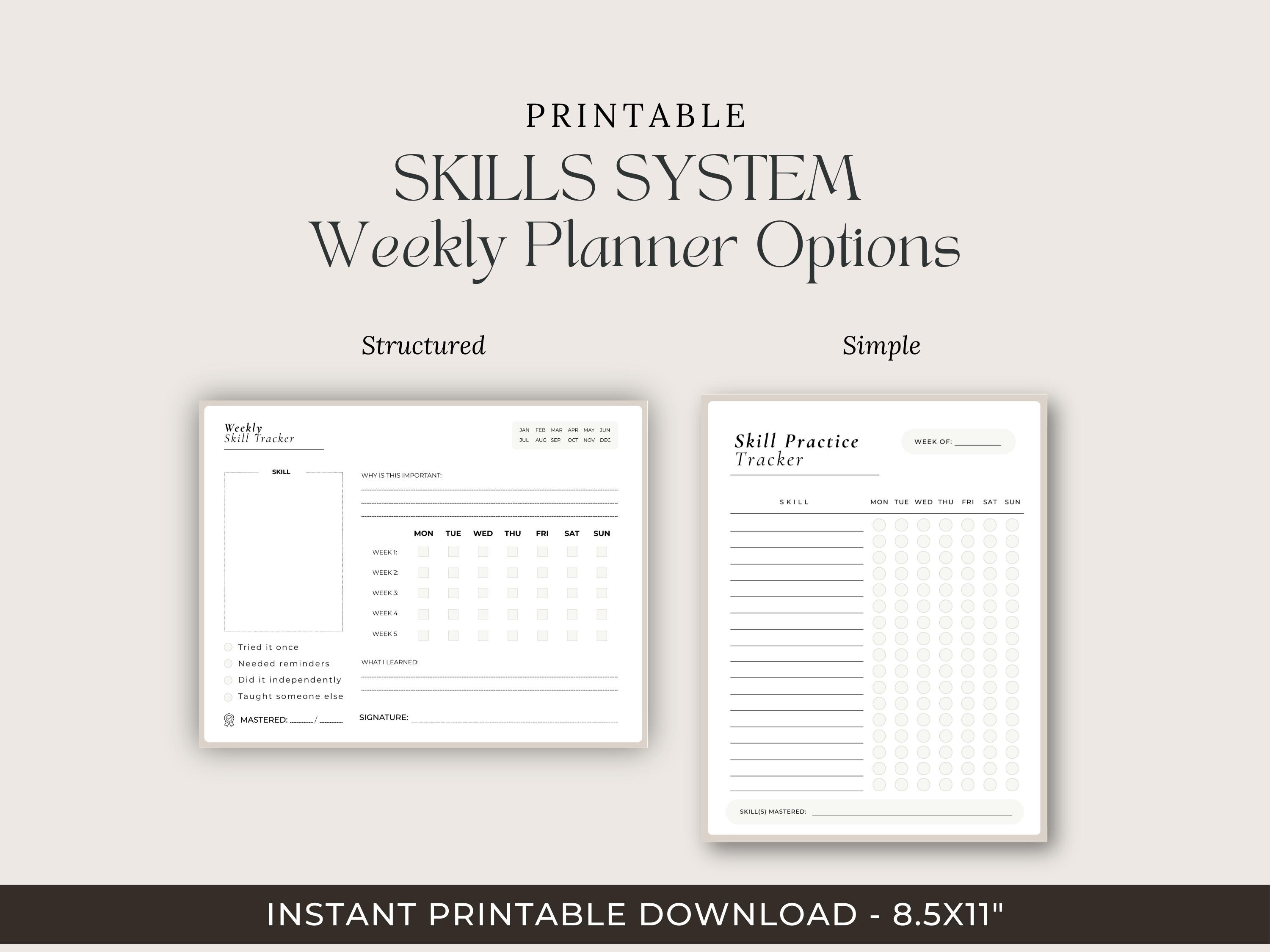 Printable Life Skills Planner for Kids | Weekly Tracker & Monthly ...