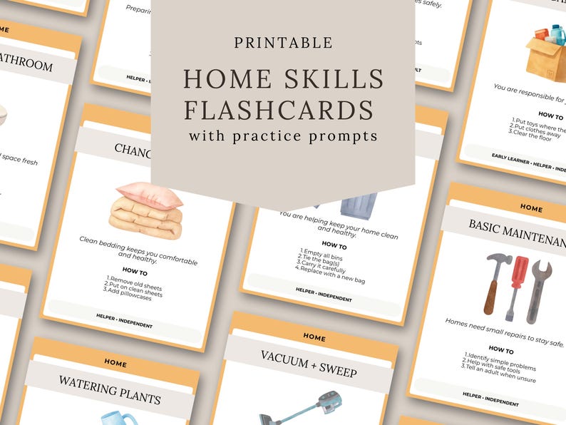 Home Skills Flashcards | Montessori Practical Life, Kids Chores (PDF ...