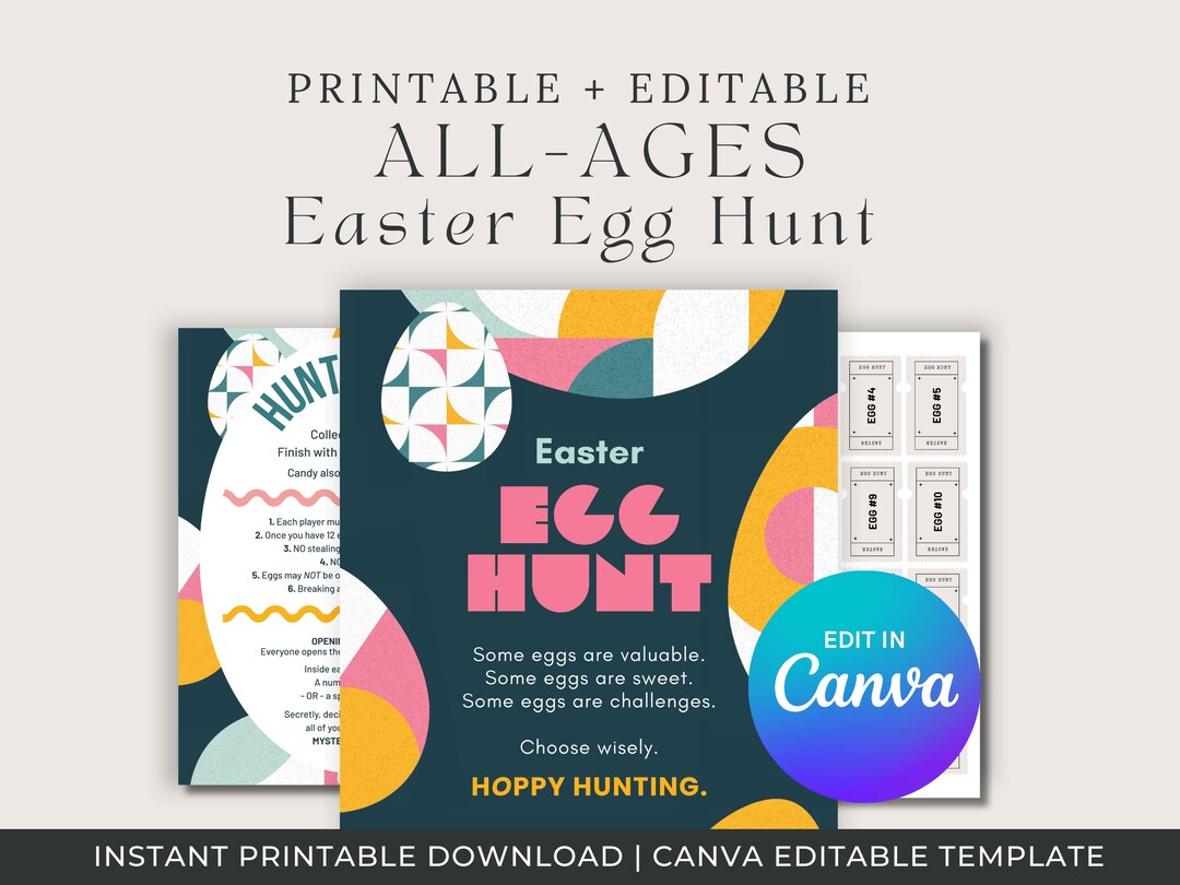All-ages Easter Egg Hunt Game | Printable, Editable Party Activity ...