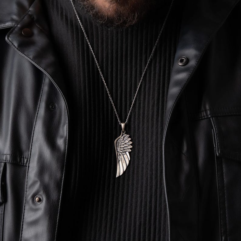 Custom Angel Wing Pendant Necklace, 925 Sterling Silver, Guardian Wing ...