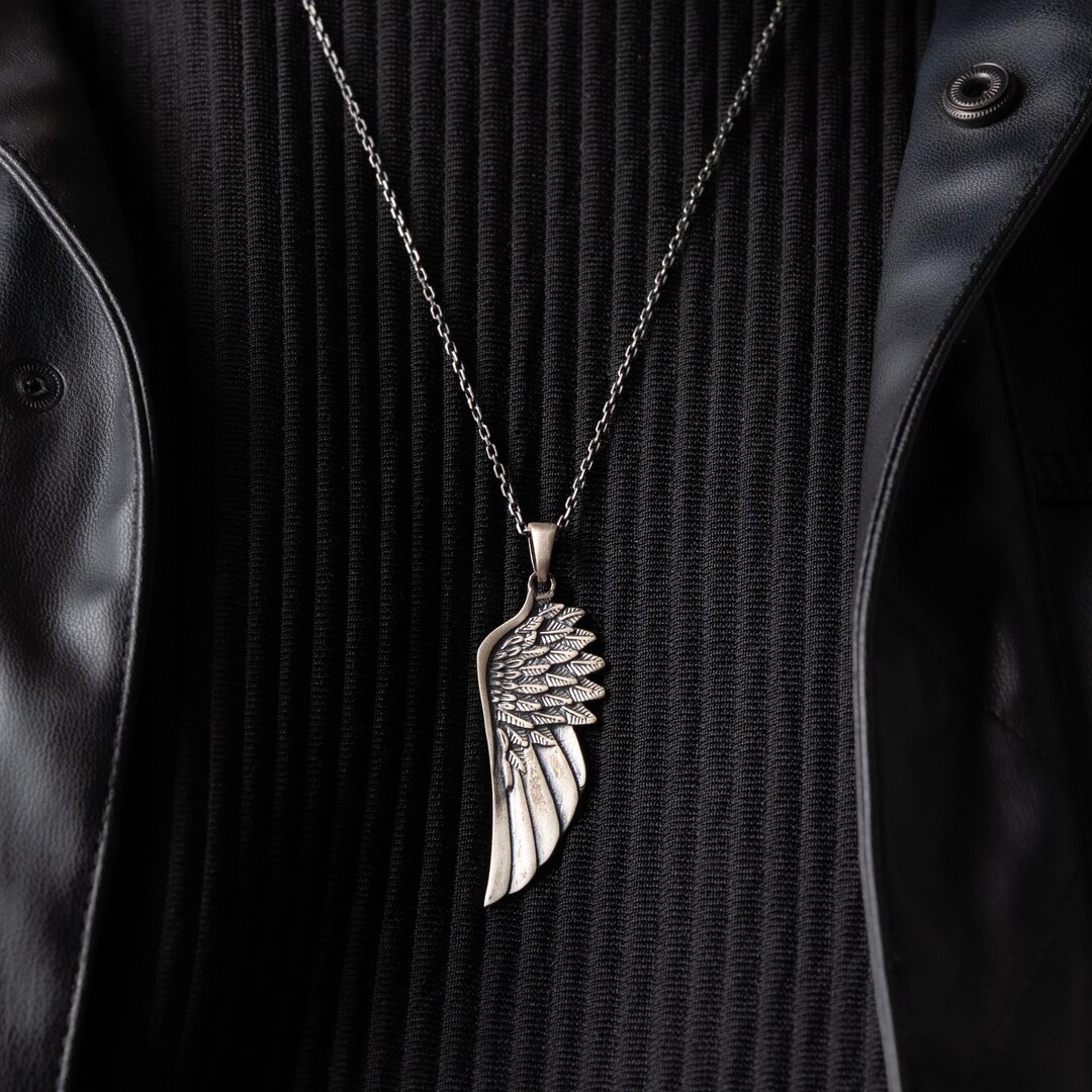Custom Angel Wing Pendant Necklace, 925 Sterling Silver, Guardian Wing ...