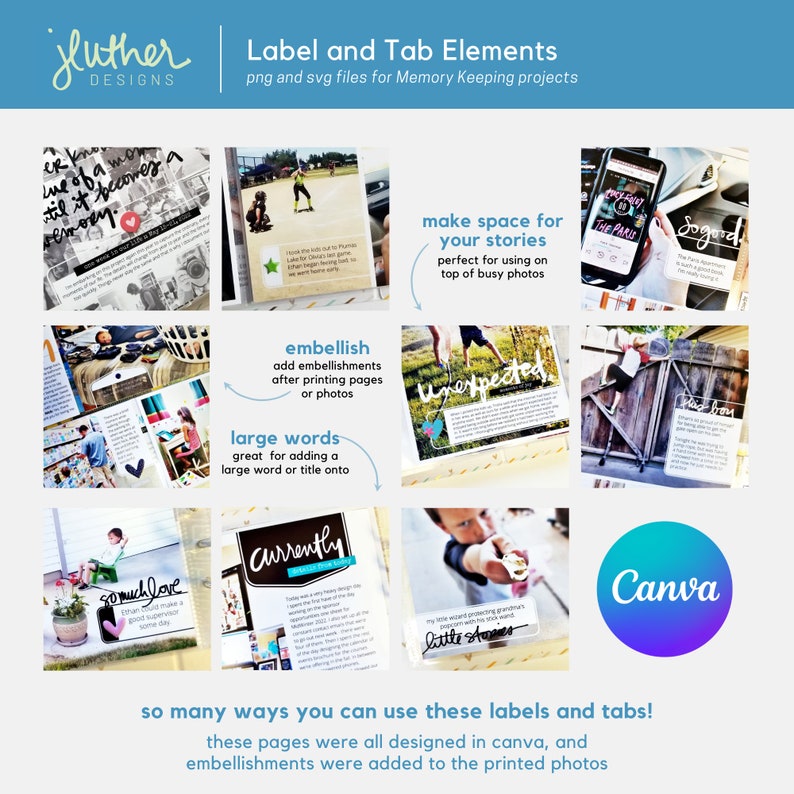 Custom Label and Tab Elements - Png and Svg Files for Memory Keeping - Etsy