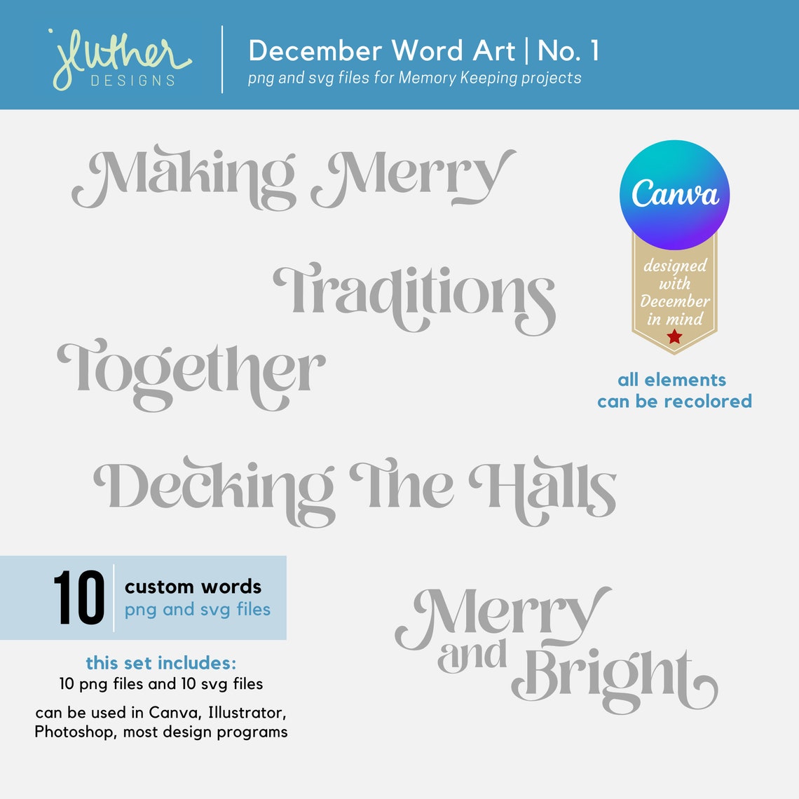 Custom December Word Art - Png and Svg Files for Memory Keeping - Etsy