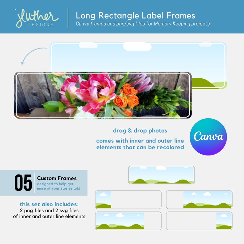 Custom Long Rectangle Label Frames - Canva Frames and Png/svg Files for ...