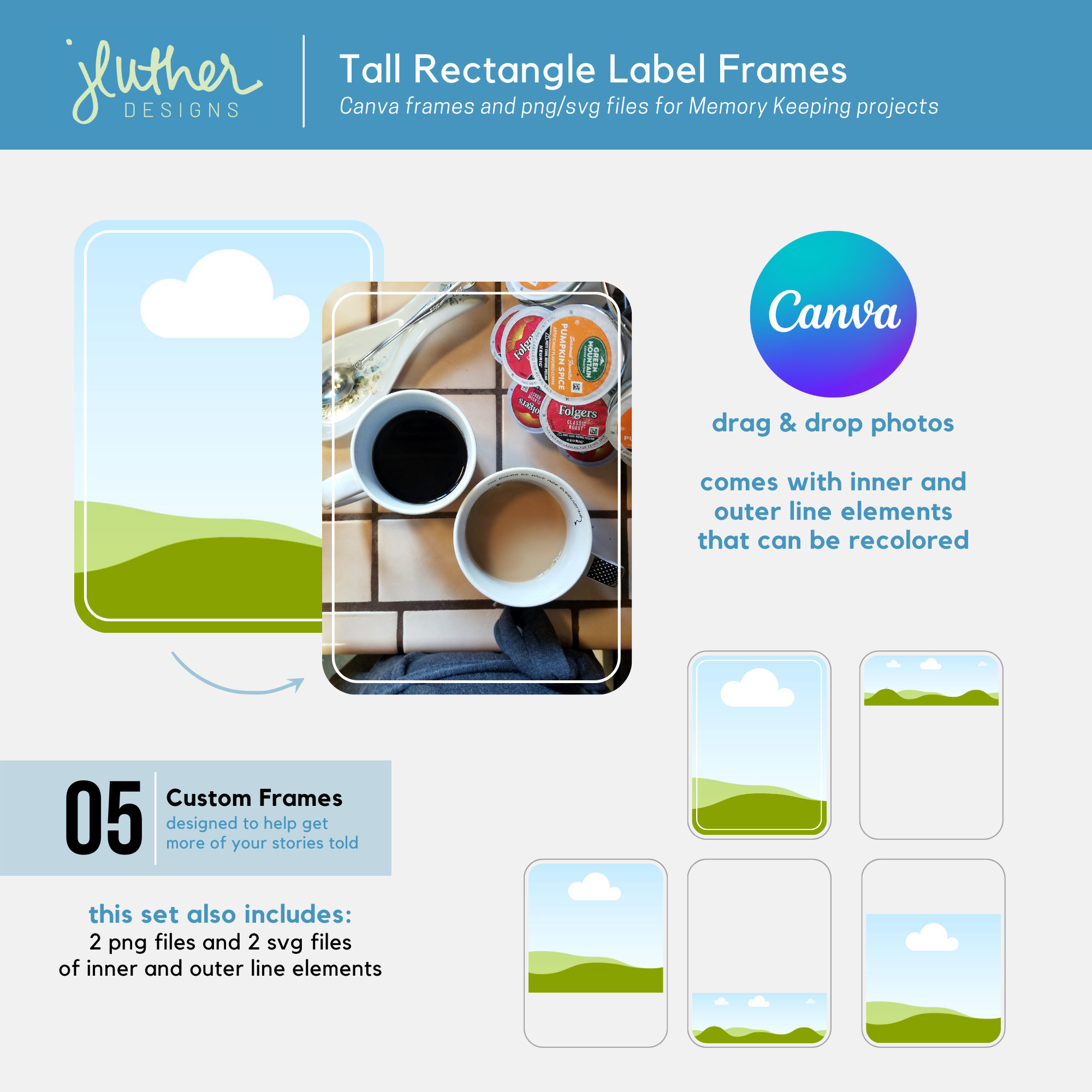 Custom Tall Rectangle Label Frames - Canva Frames and Png/svg Files for ...