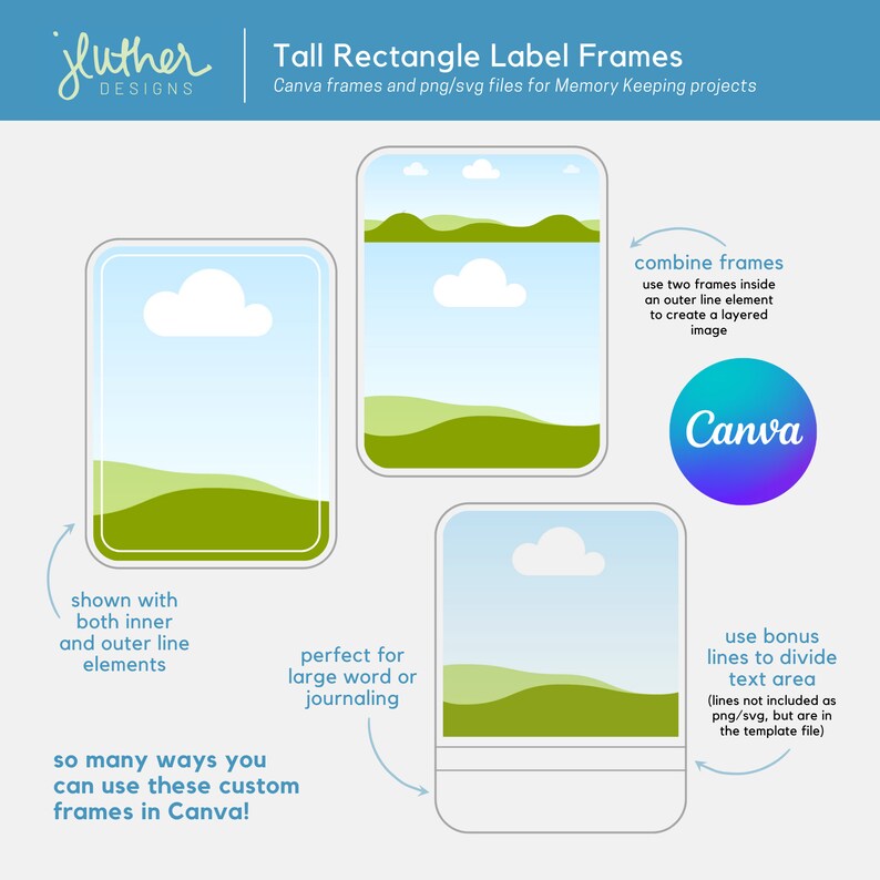 Custom Tall Rectangle Label Frames - Canva Frames and Png/svg Files for ...
