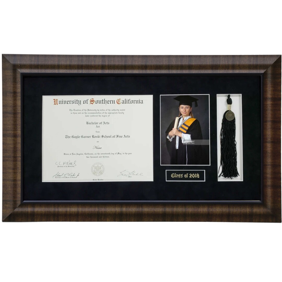 Handmade Diploma Frame for 8 1/2" X 11" Diploma - Light Brown With ...