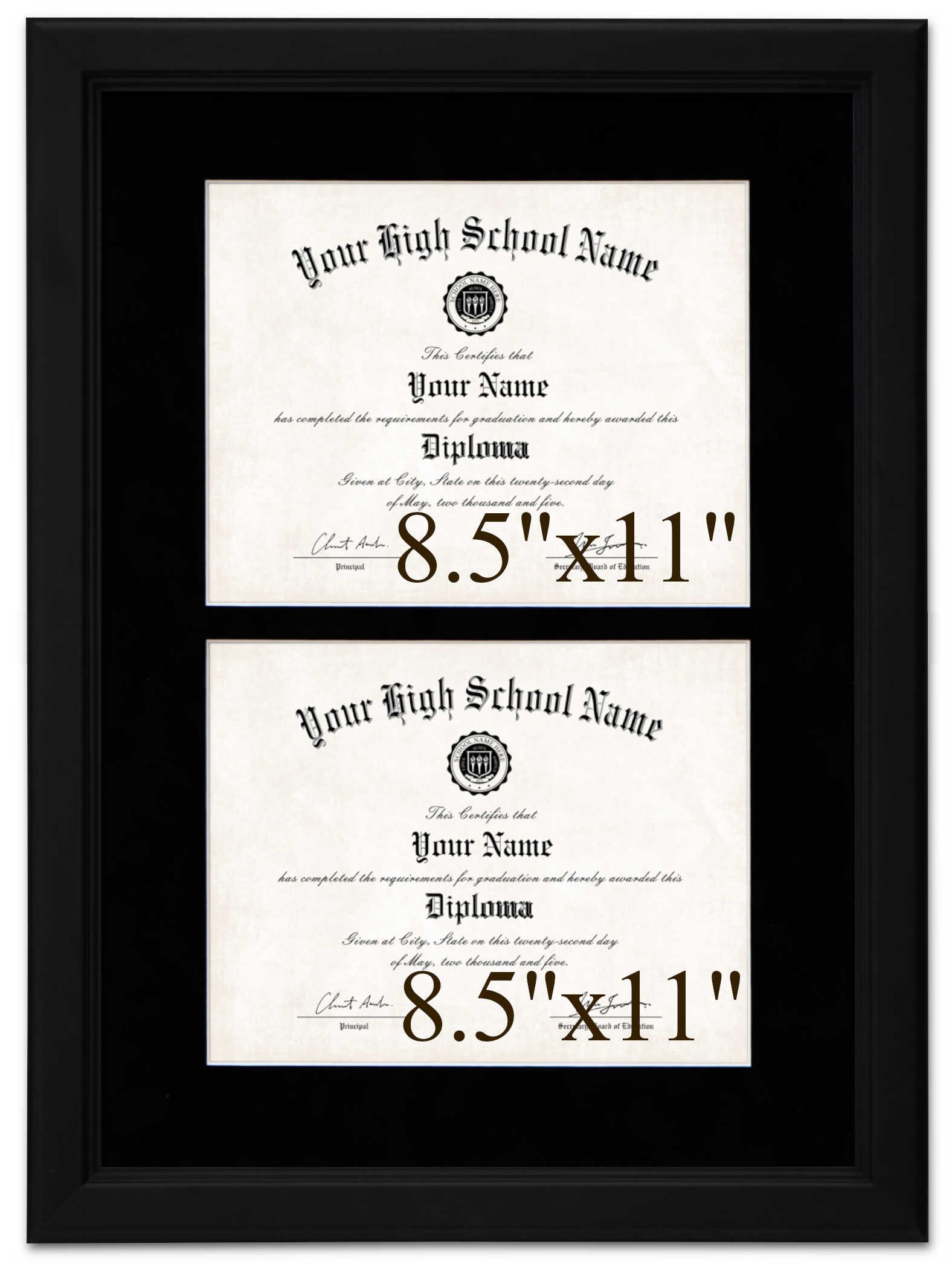 Modern Double Diploma Frame for Two 8.5x11 or 11x14 Diplomas - Double ...