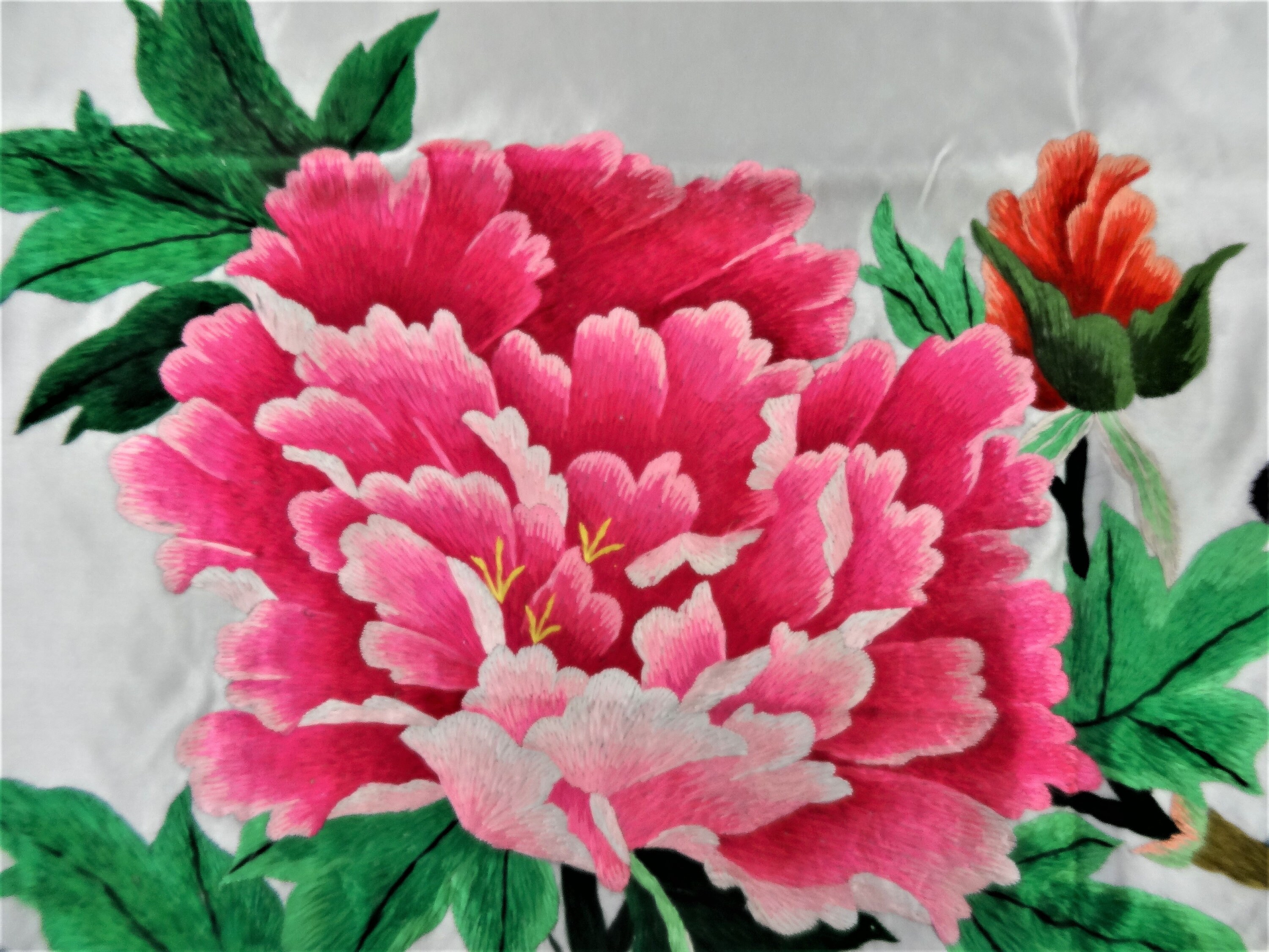 Handwoven Silk Chinese Embroidery Peony Flowers 153 cm x 73 | Etsy