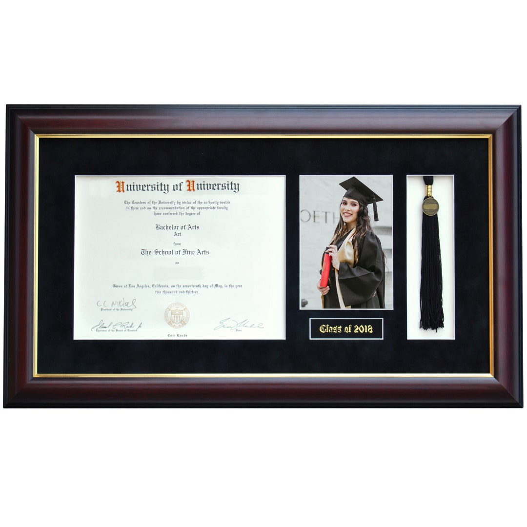 Handmade Diploma Frame for Diploma Size 8.5x11 - Black Mat, Burgundy W ...