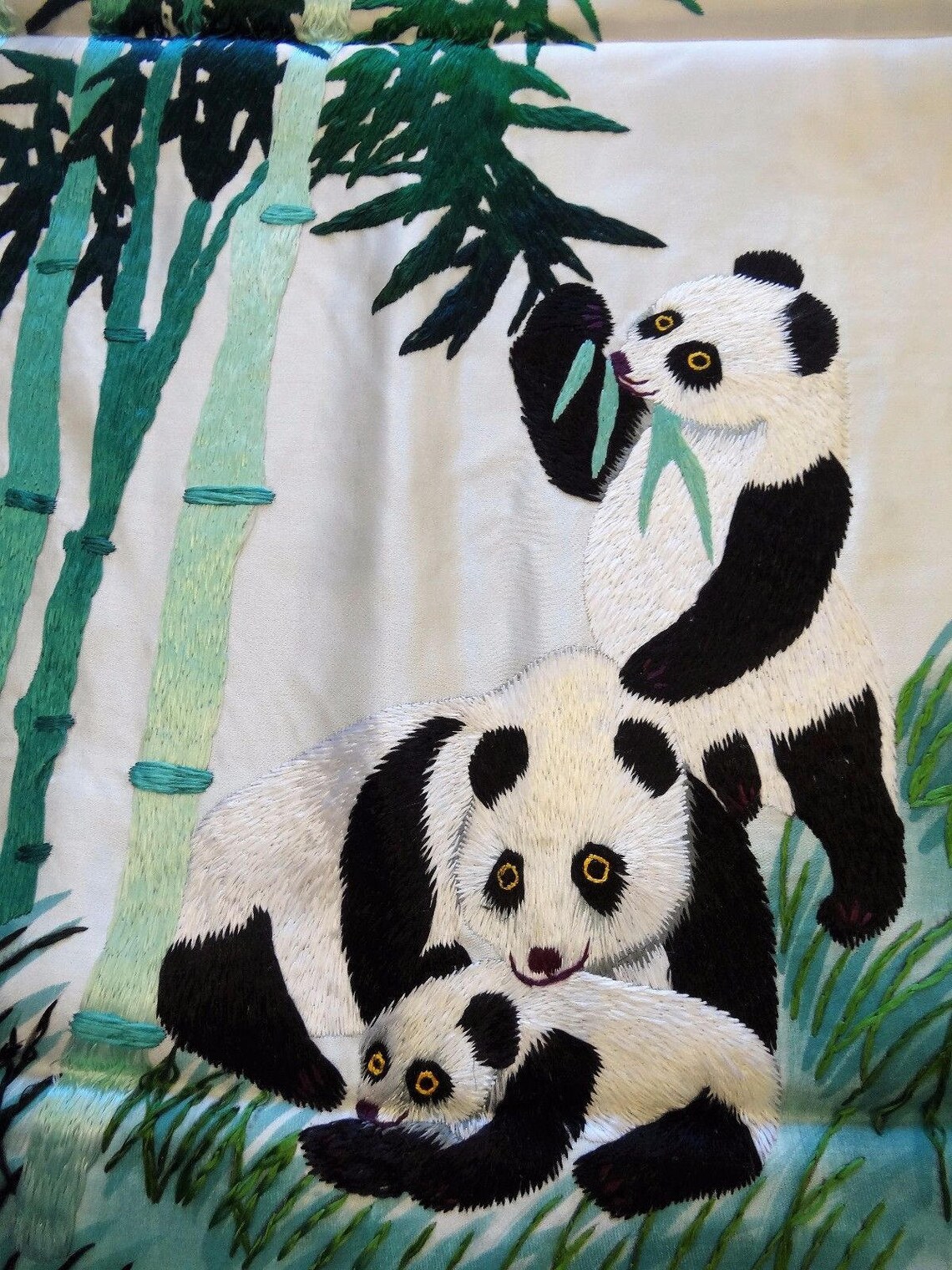 Handwoven Silk Chinese Embroidery 10 Pandas 200 Cm X 91 Cm - Etsy