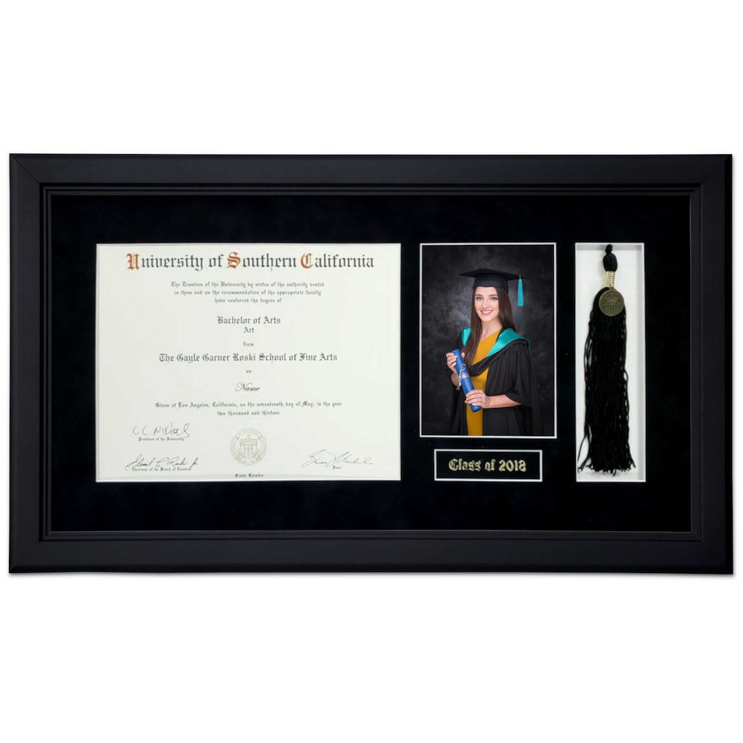 Modern Diploma Frame for 8.5x11 Diploma, Tassel, and Picture W ...