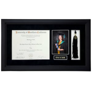 Modern Diploma Frame for 8.5x11 Diploma, Tassel, and Picture W ...