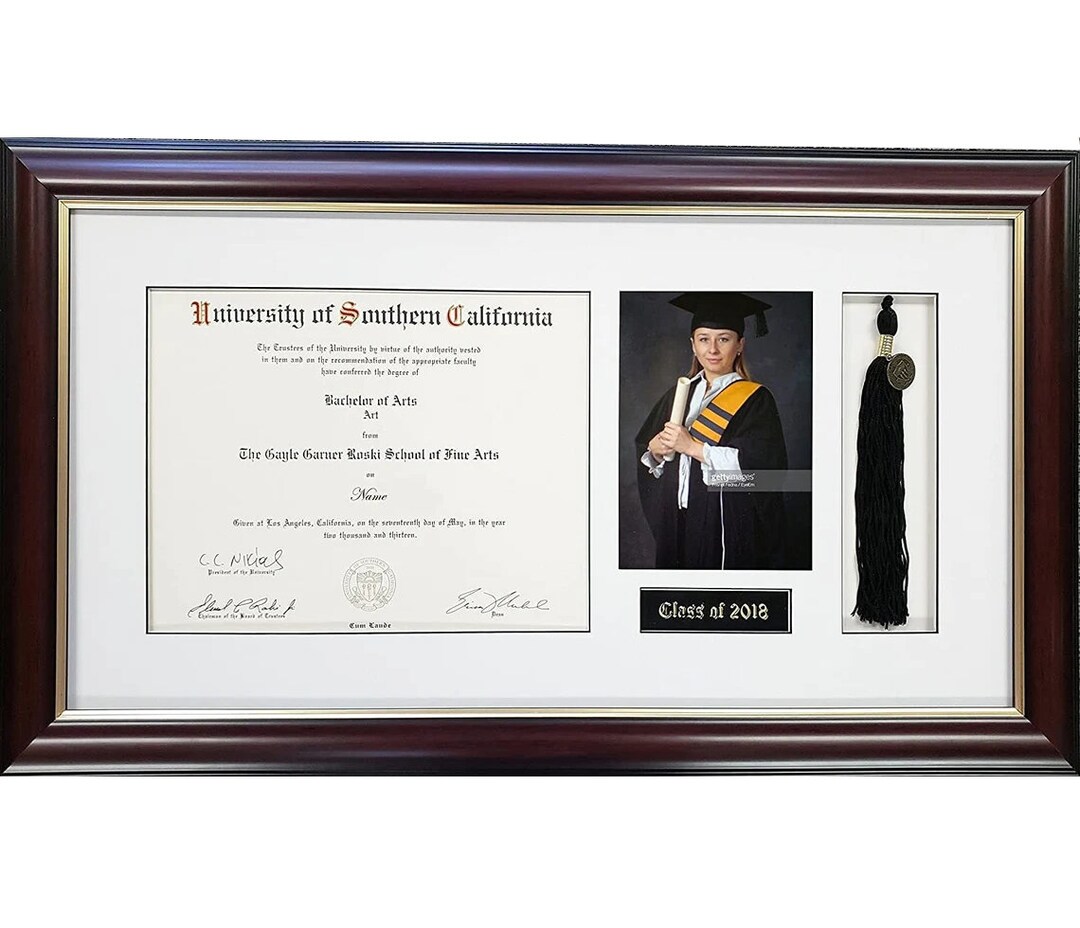 Handmade Diploma Frame for Diploma Size 8 1/2 X 11 White Mat, Burgundy ...