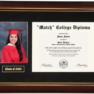 Handmade Diploma Frame for Diploma Size 8.5x11 - Black Mat, Burgundy W ...