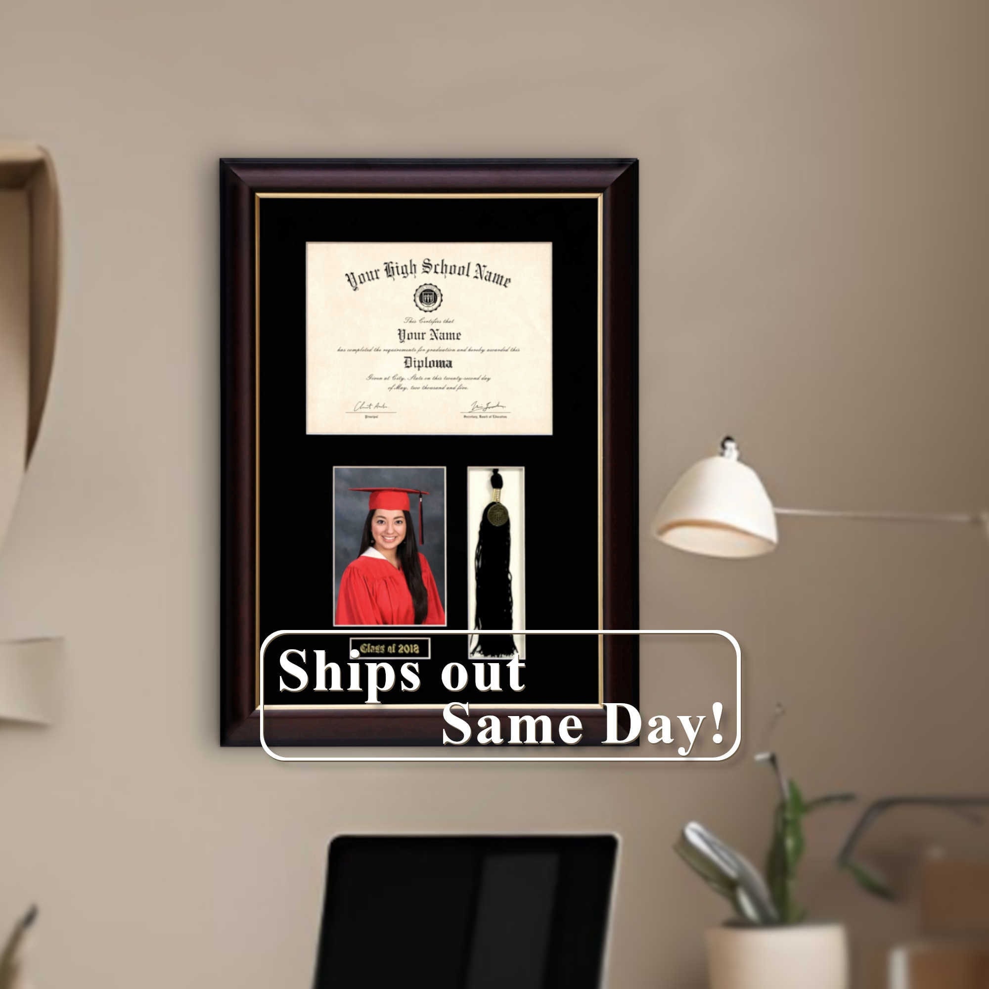 Modern Diploma Frame for 8.5x11 Diploma, Picture (5x7), and Tassel ...