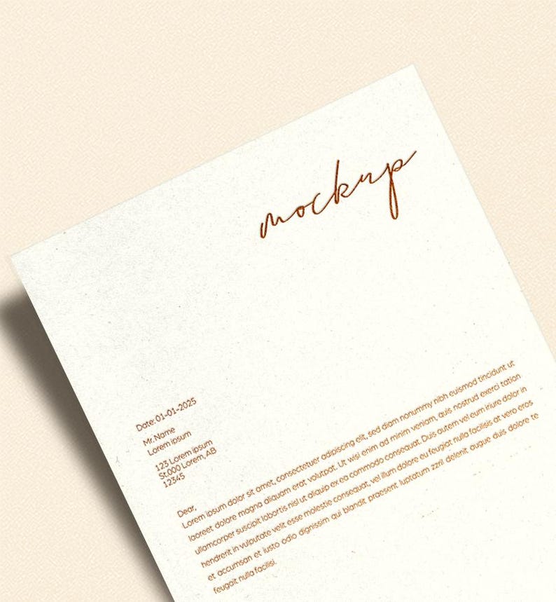 A4 Embossed Letterhead PSD Mockup: Realistic Stationery Branding PSD - Etsy