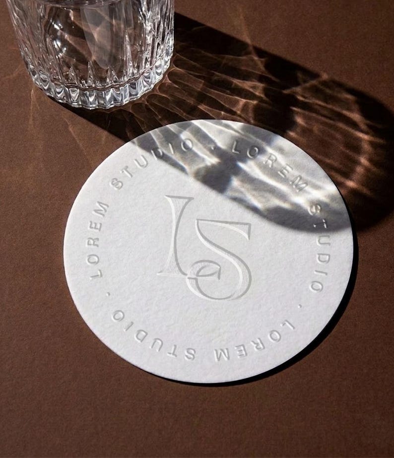 Embossed Round Sticker PSD Mockup | Wine Glass Shadow Branding (digital ...
