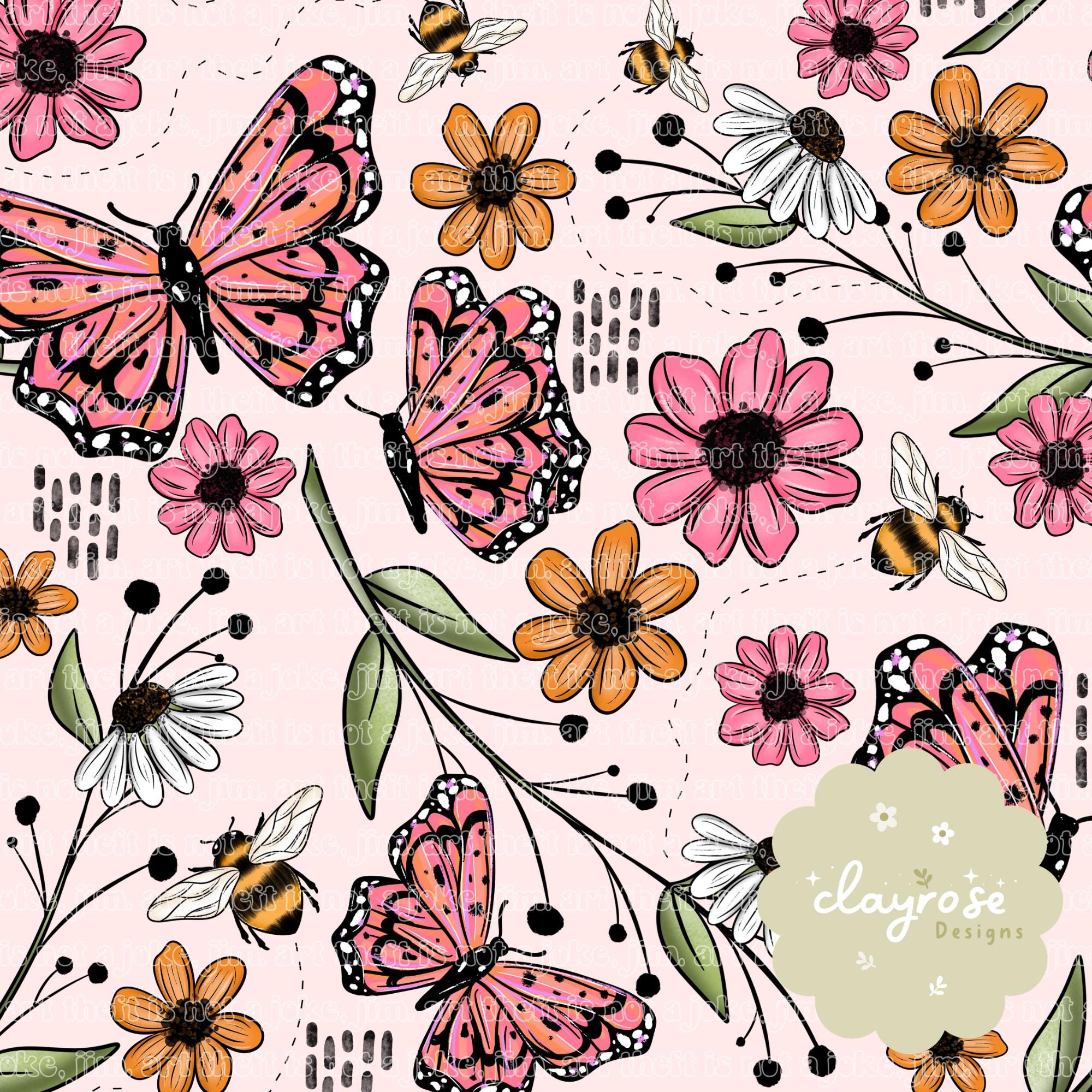 Spring Butterfly Seamless File - Etsy Australia