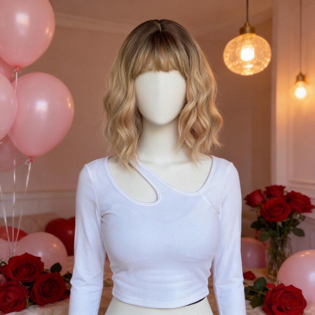 Valentine’s Day Platinum Blonde Wavy Wig – Romantic Medium Hair for ...