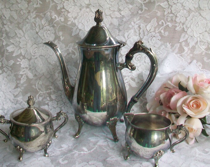 Vintage Silver Tea Set, Silver Teapot, Silverplate Tea Pot, Leonard ...