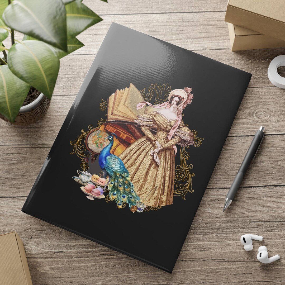 Victorian Lady With Peacock Notebook | Hardcover Journal - Etsy