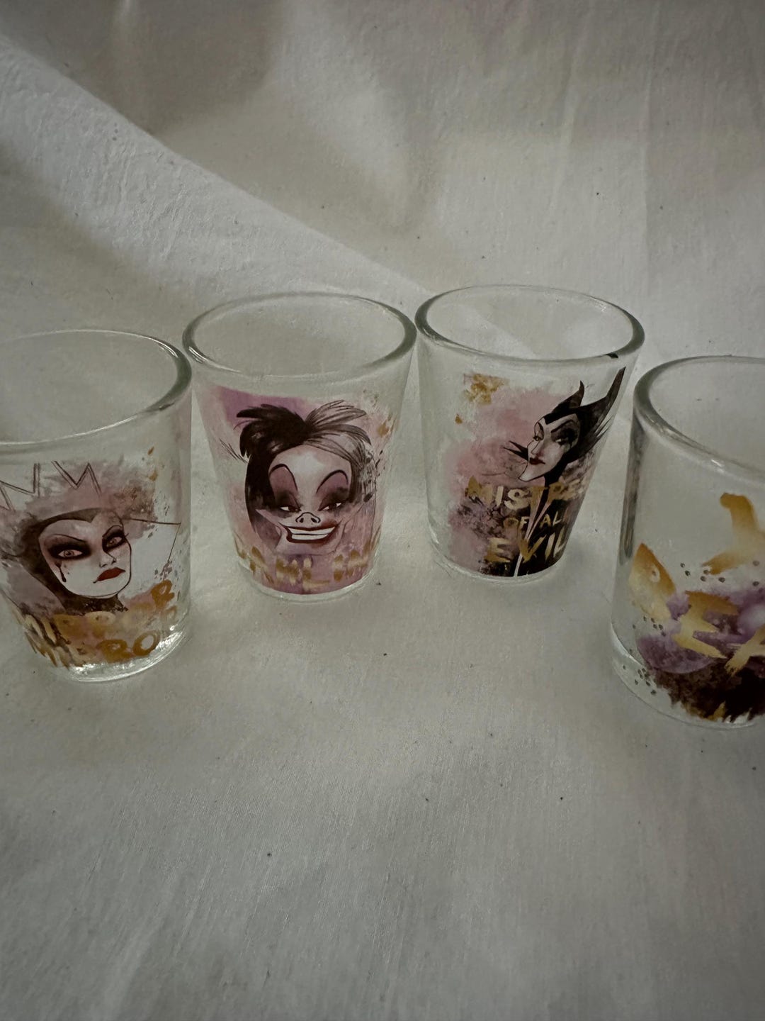 Disney Cruella Evil Queen Villain Shot Glasses Lot of 4 Barware - Etsy