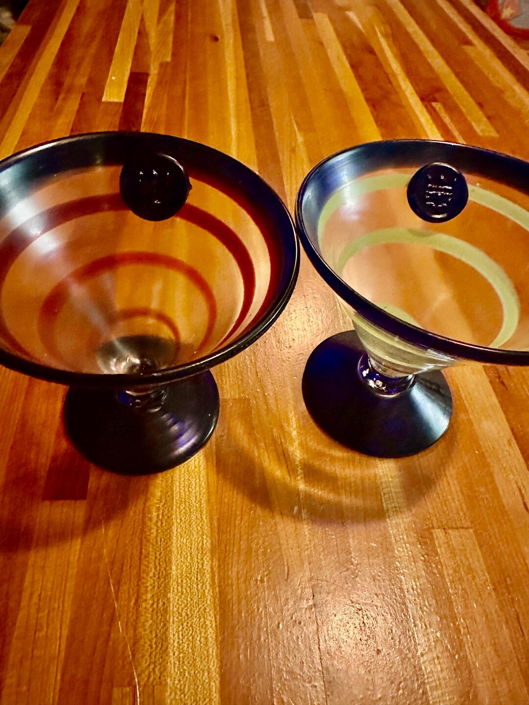 Kosta Boda Royal Caribbean Martini Glasses: Cobalt Blue With Striped ...