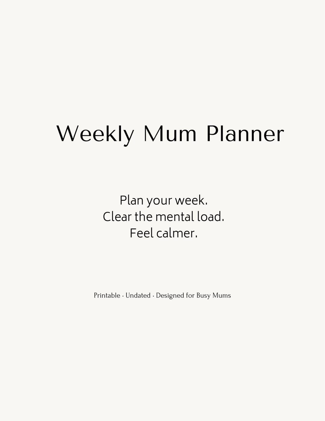 Weekly Mum Planner | Printable Mom Planner | Busy Mum Planner | Mental ...