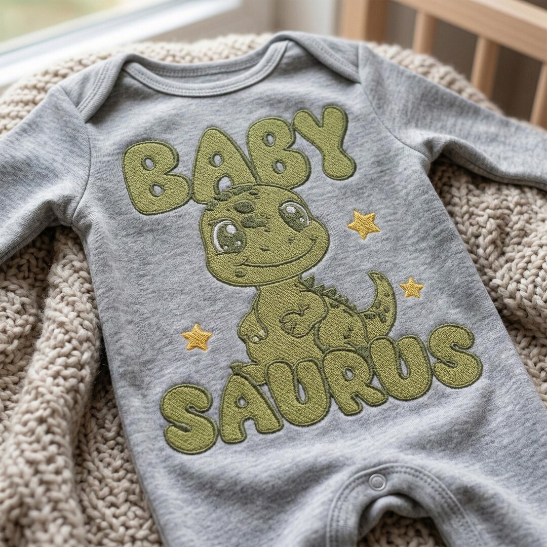 Baby Saurus Embroidery Design, Baby Dinosaur Machine Embroidery, Dino ...