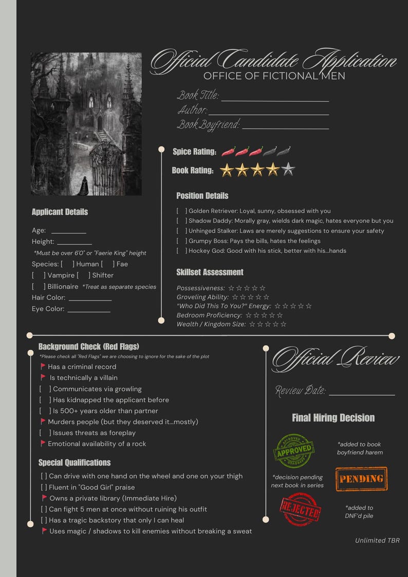 Official Book Boyfriend Application | Digital Reading Journal Insert ...