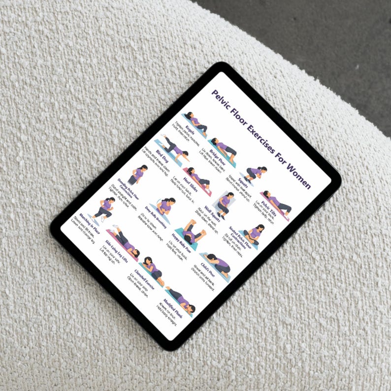 Kegel Exercise Chart for Women | Pelvic Floor Workout Printable Poster ...